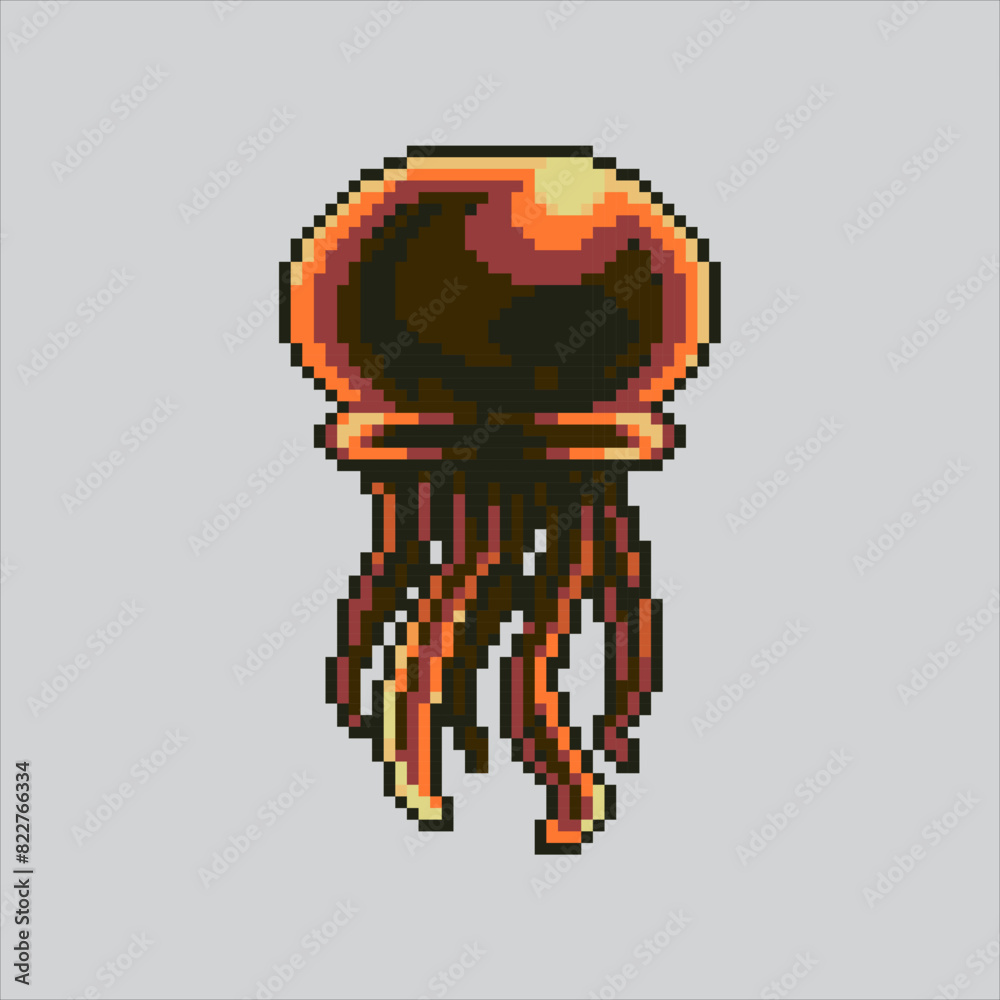 Pixel art illustration Jellyfish. Pixelated Jellyfish. Jellyfish ...