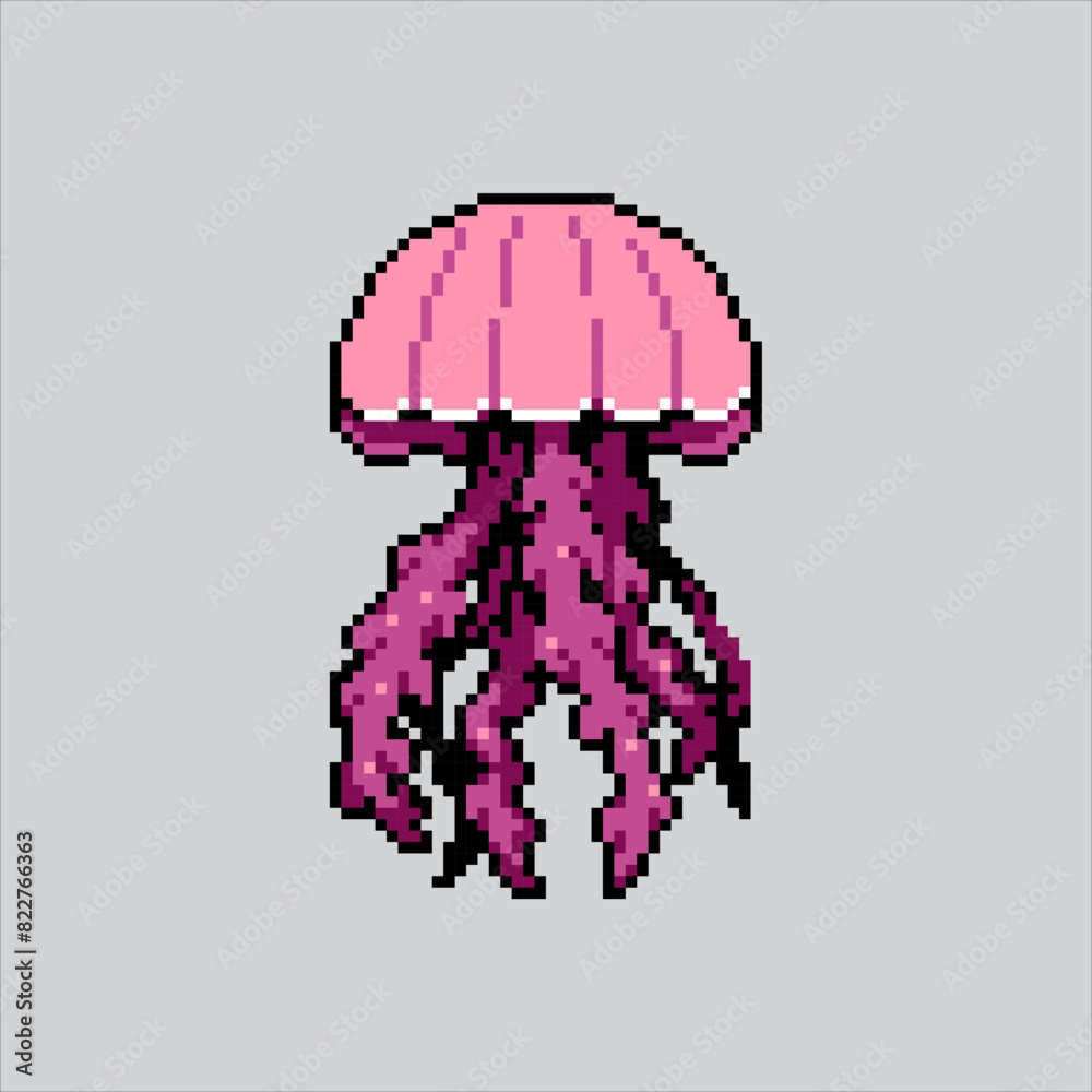 Pixel art illustration Jellyfish. Pixelated Jellyfish. Jellyfish ...