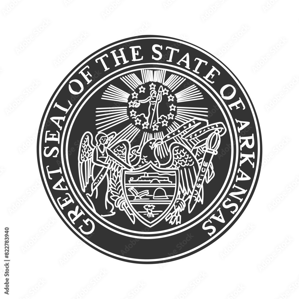 Arkansas Seal Icon Silhouette Illustration. USA State Vector Graphic ...