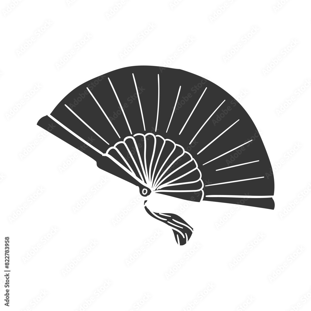 Asian Fan Icon Silhouette Illustration. Chinese Vector Graphic ...