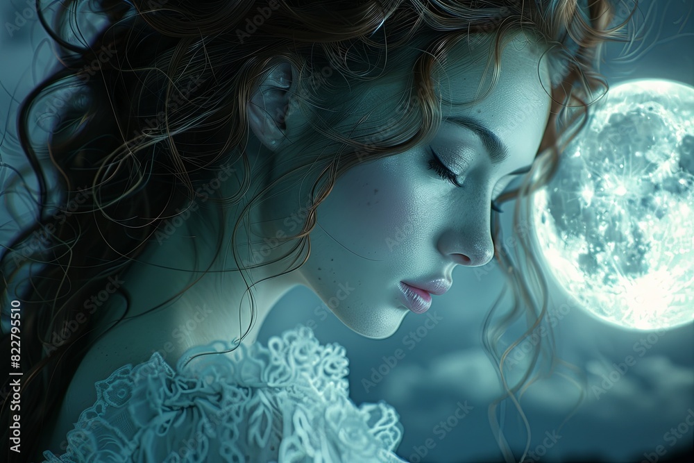 Fantasy Moon Goddess: Undercut Hair in Dark Moonlight - Detailed ...