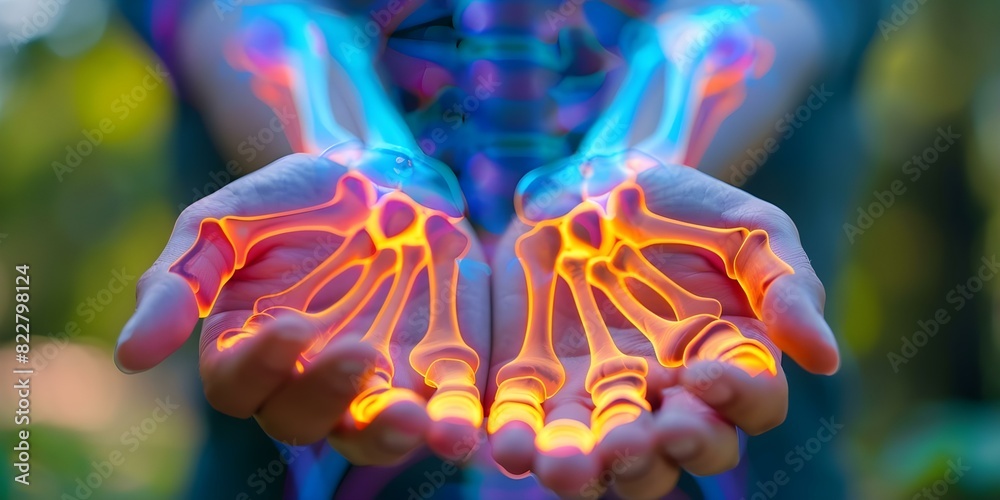 Individual with highlighted radius bone experiencing wrist pain and ...