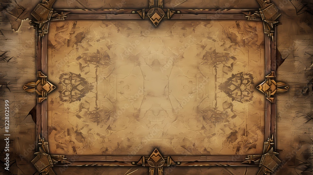 An old paper with an simple ancient wooden frame pattern in a ...