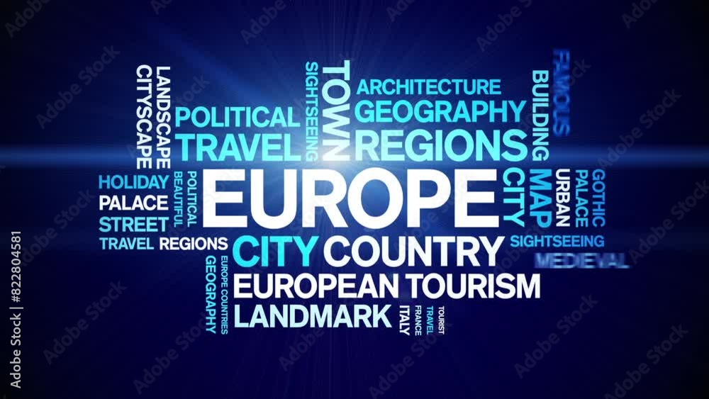 Europe animated word cloud;text design animation tag kinetic typography ...
