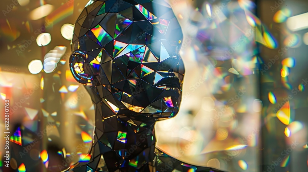 A store window displays a mannequin wearing a holographic bodysuit with ...