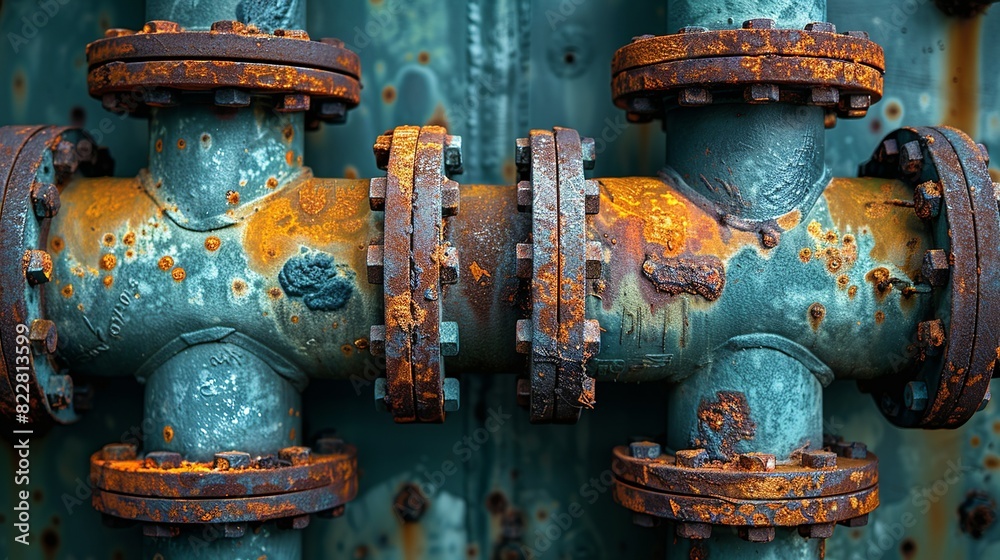 Industrial Background, Industrial pipes with rust and corrosion ...