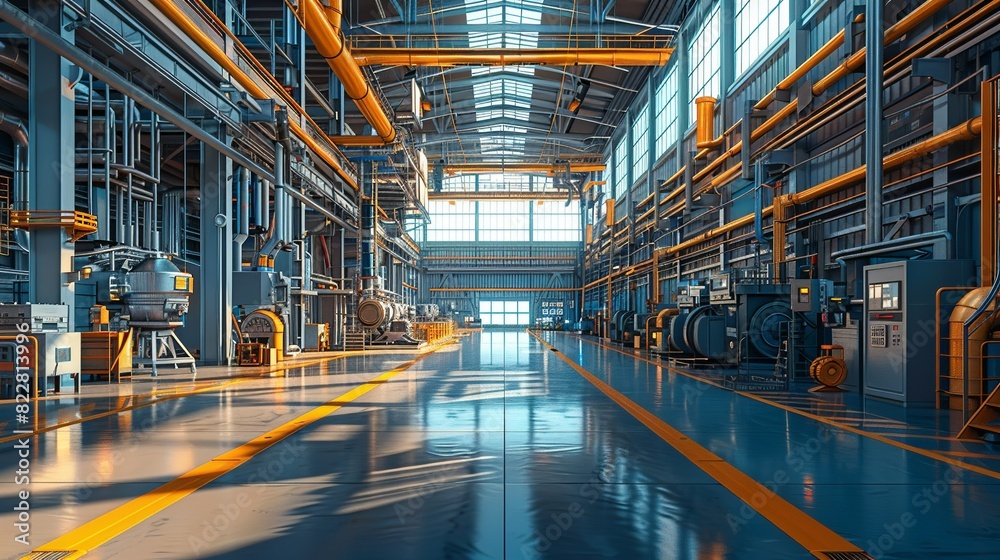 Industrial Background, Interior view of a chemical plant with pipes ...