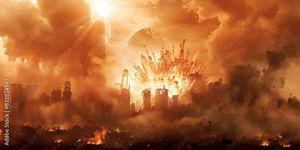 ภาพประกอบสต็อก Symbolizing catastrophic consequences: A dystopian stock ...