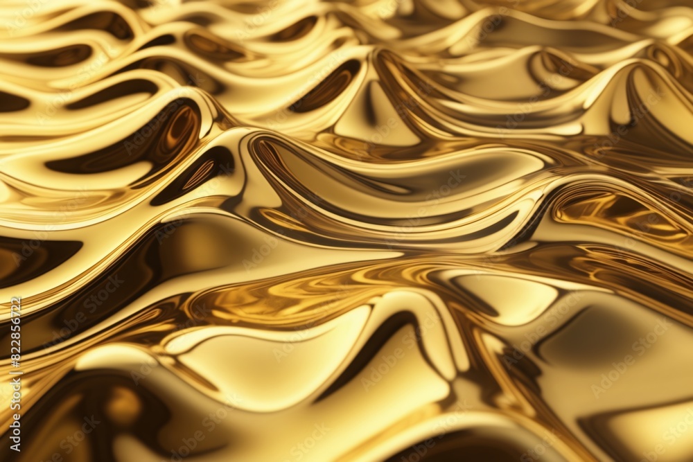 Abstract 3D style background with flowing liquid gold texture seamless ...