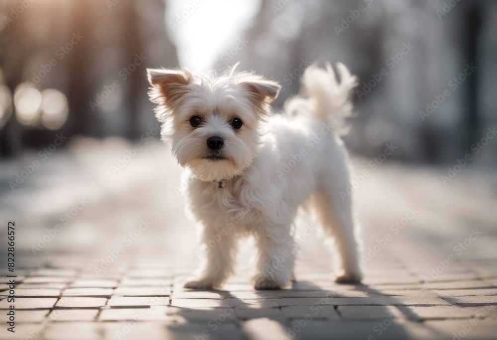 olated white paws dog standing cute little back two Stock Illustration ...