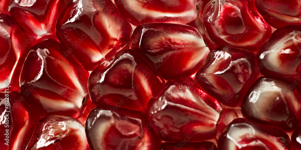 tangy red: a pomegranate closeup, a closeup of the pomegranate texture ...