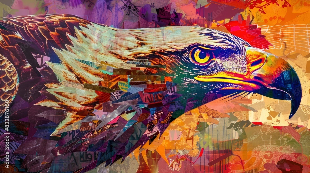 Commemoration Day, Bald Eagle, colorful and magical fantasy art ...