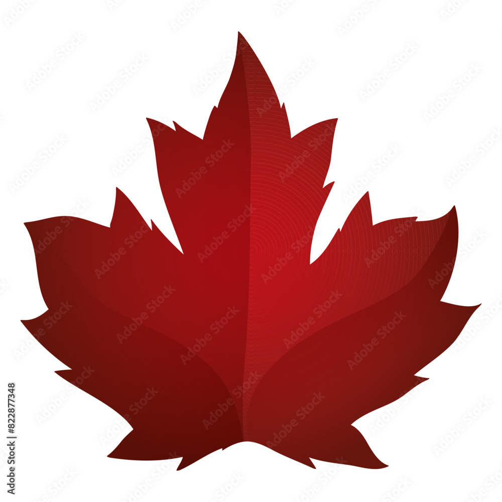 Red silhouette of maple leaf on white background, Vector illustration ...