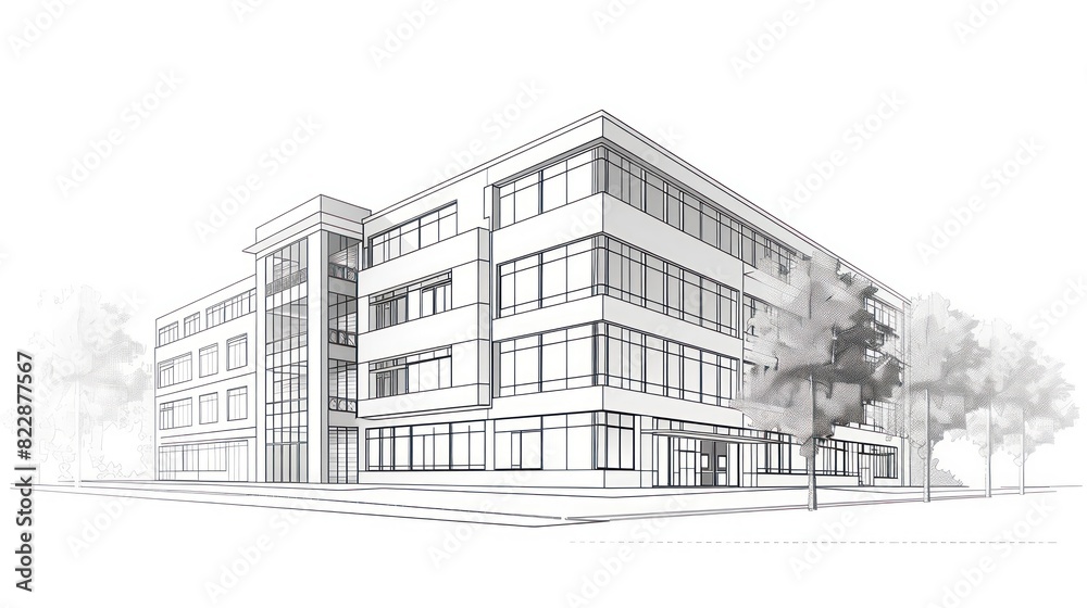 wallpaper drawing of row of techie university academic building on ...
