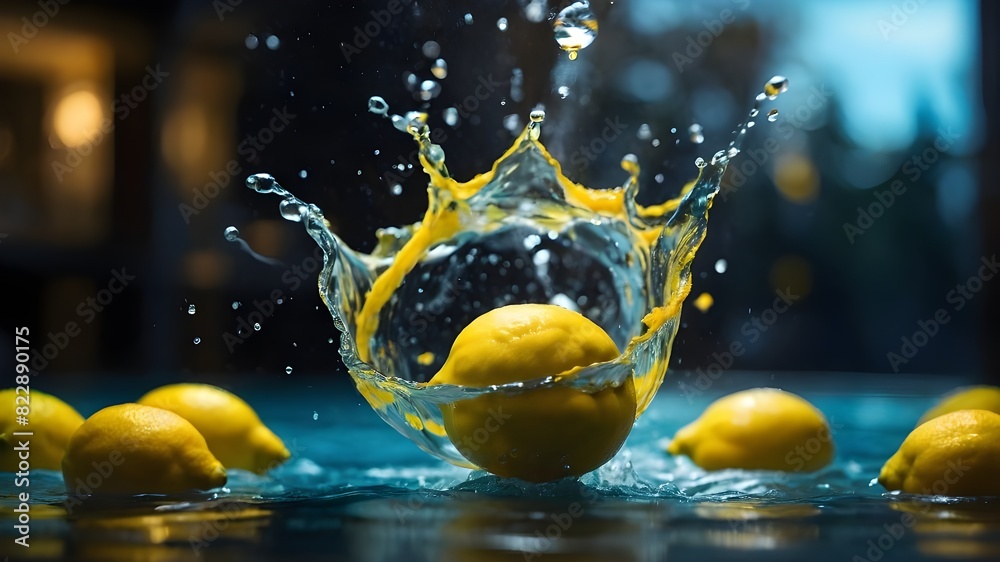 lemons in water, A stunning and unique perspective of a lemon being ...