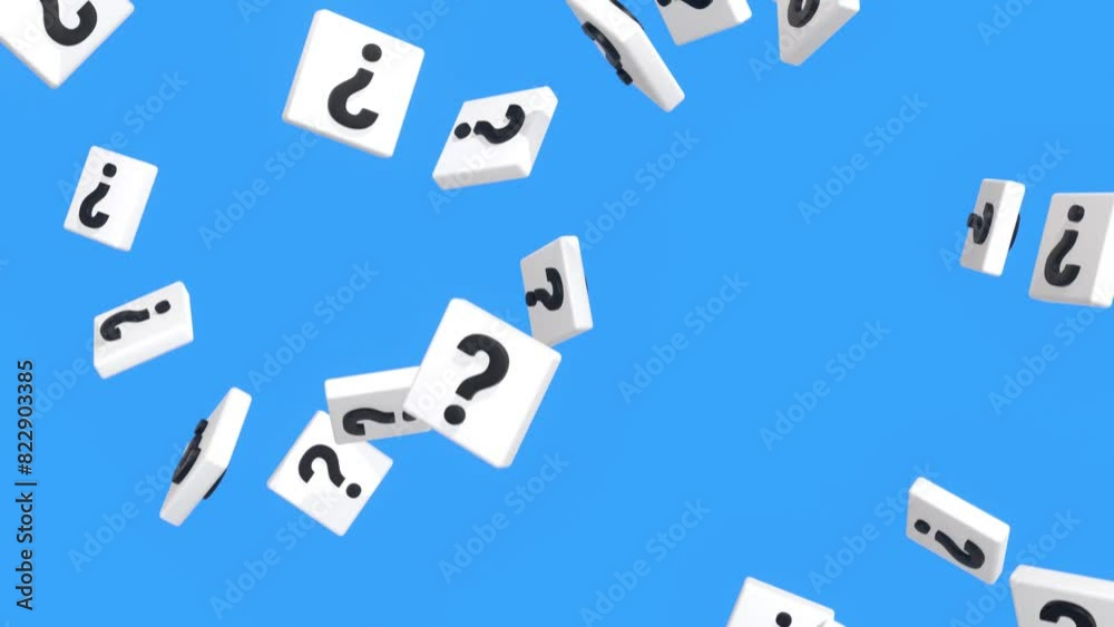 Question Mark Signs Falling Down Animation. 3D Animated Question Mark ...