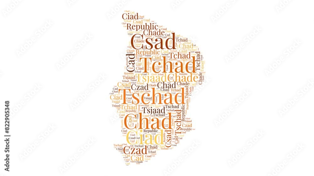 Vidéo Stock Chad shape word cloud animation. Country boundary filled ...