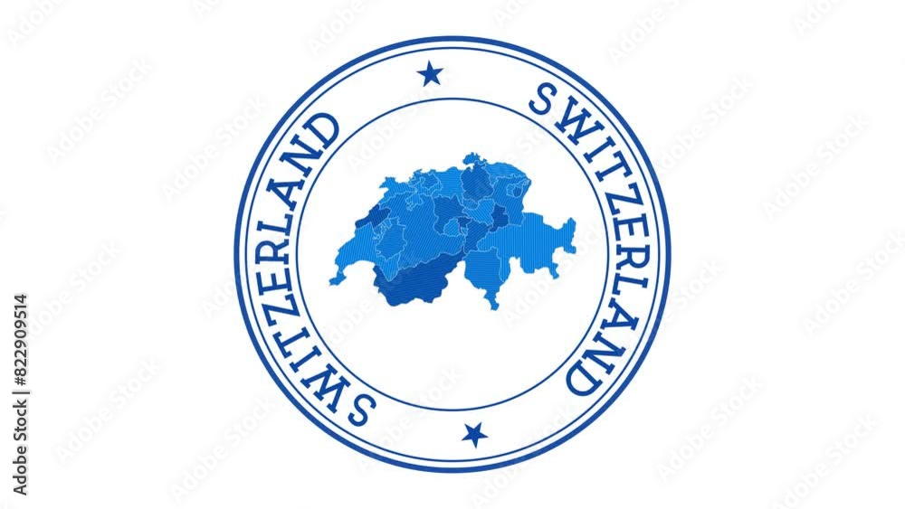 Switzerland intro. Badge with the circular name and map of the country ...