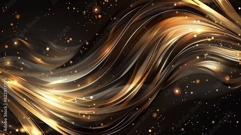A luxurious golden wave pattern, with each wave casting bright ...