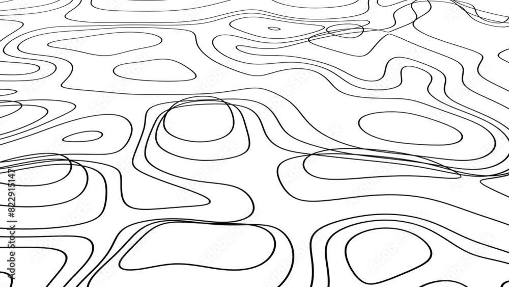 Topographic Line Contour Map Background Geographic Grid Map Black And