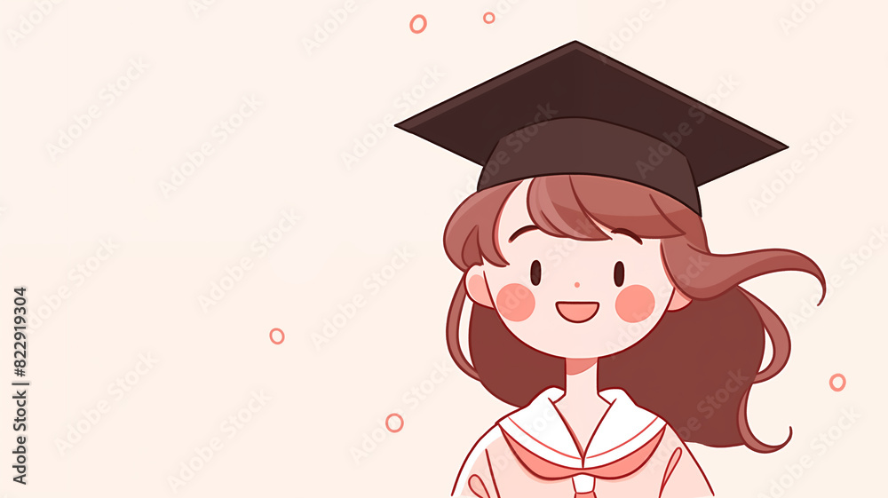 Hand drawn cartoon graduation girl illustration Stock Illustration ...