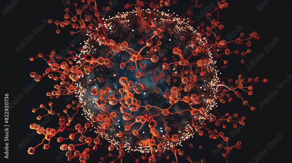 2D illustrate Of the rough endoplasmic reticulum (ER) with ribosomes ...