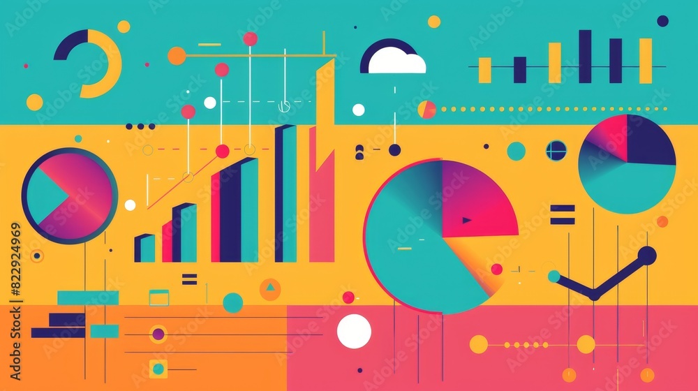 Colorful and clear infographic image with bar graphs, pie charts, and ...