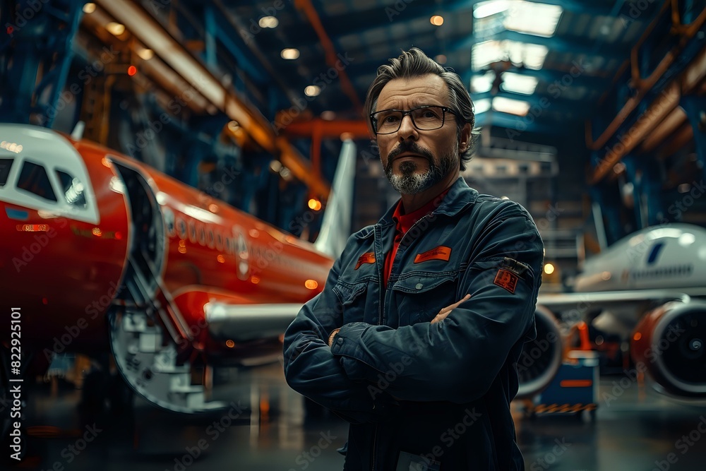 Aerospace Engineer using blueprints and diagrams to advance aerospace ...