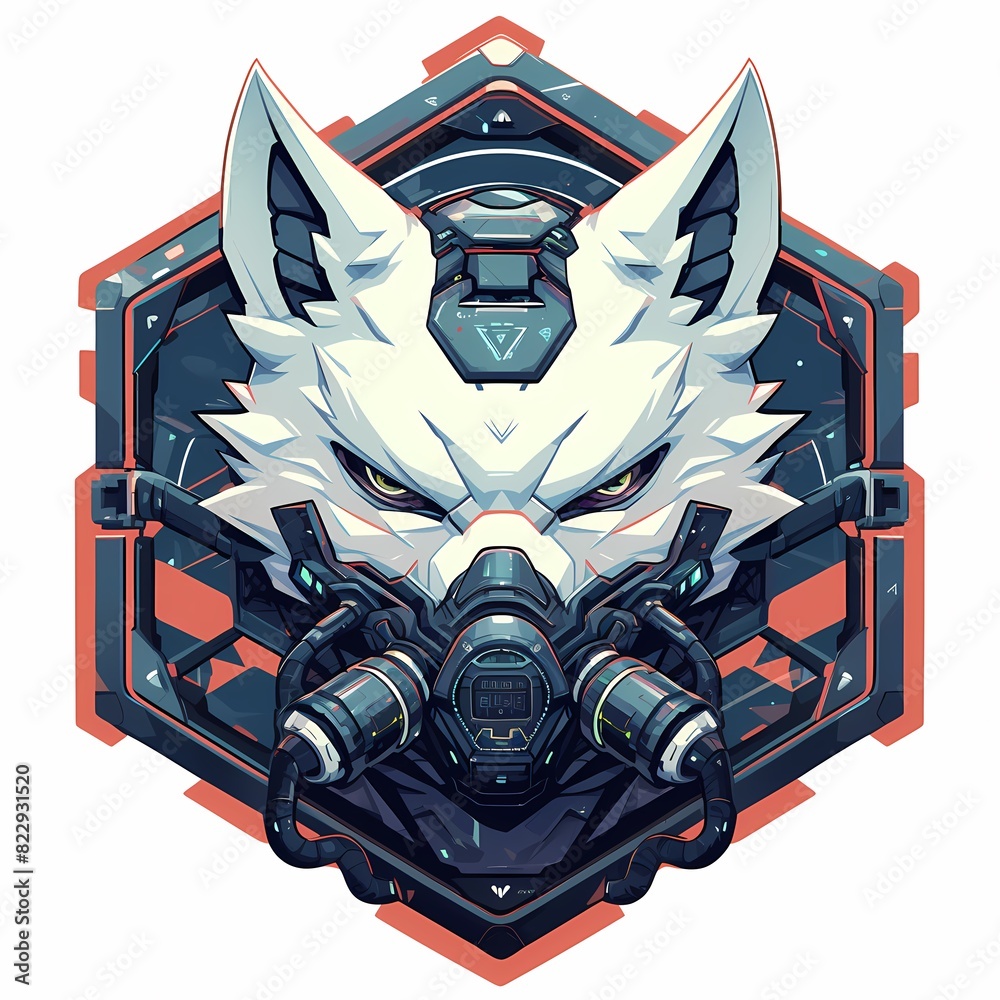 Fox character mascot with mask illustration, vector logo style, e-sport ...