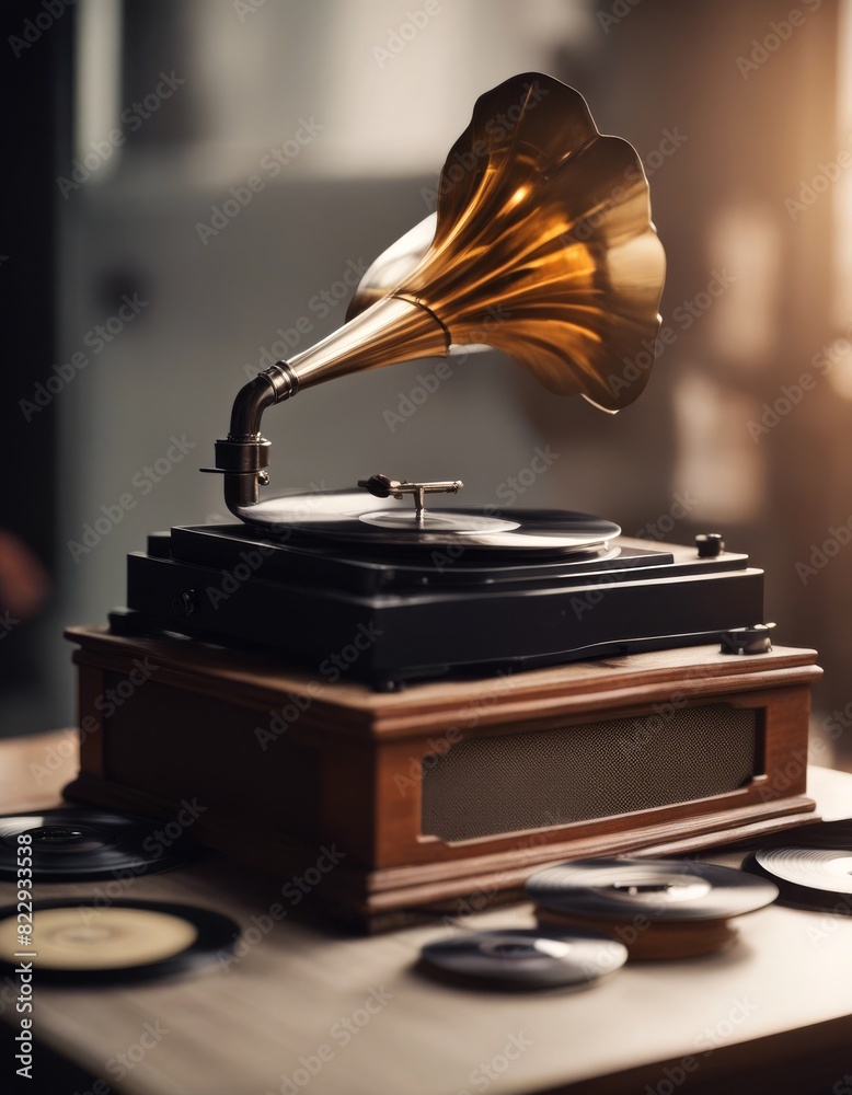 classic gramophone stack vinyl records record vintage music player ...