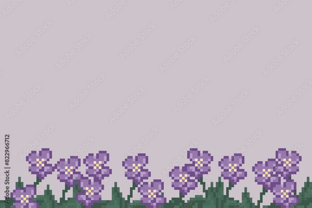 Pixel art of beautiful purple orchid flower with violet or mauve color ...