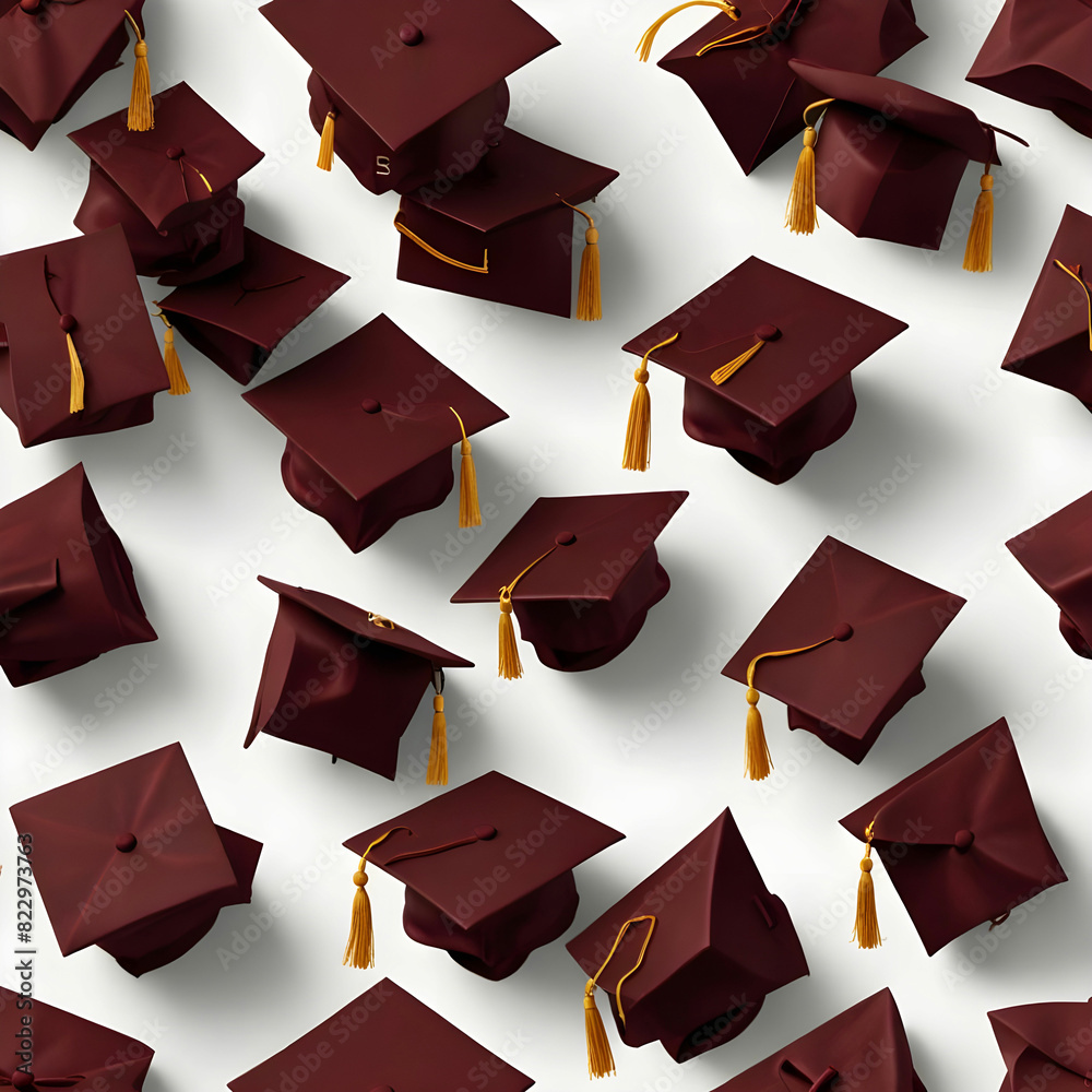 Graduation cap maroon white background intelligence Stock Photo | Adobe ...