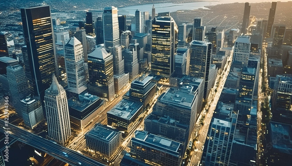 San Francisco at night: aerial view with illuminated Transamerica ...