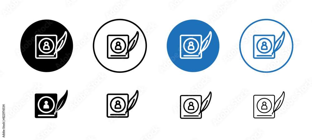 Biography icons sheet, simple and outline filled in multiple colors ...