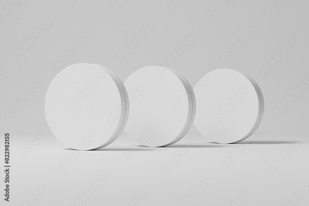 round thin box mock up, flat cylinder rigid paper box mock-up, set of ...