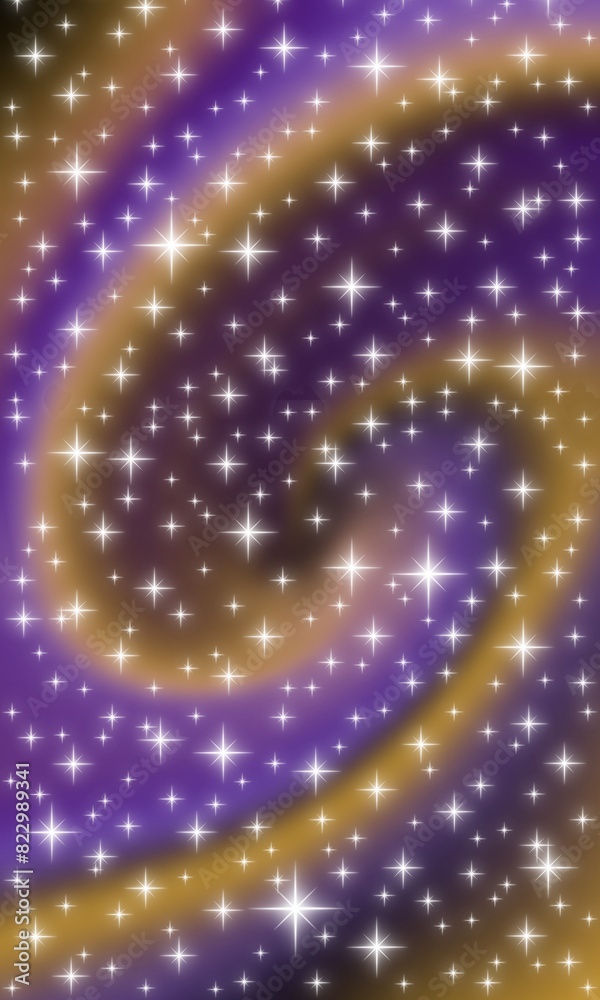 Swirling galaxy and stars in dark sky. Multicolored nebula. Sparkle ...