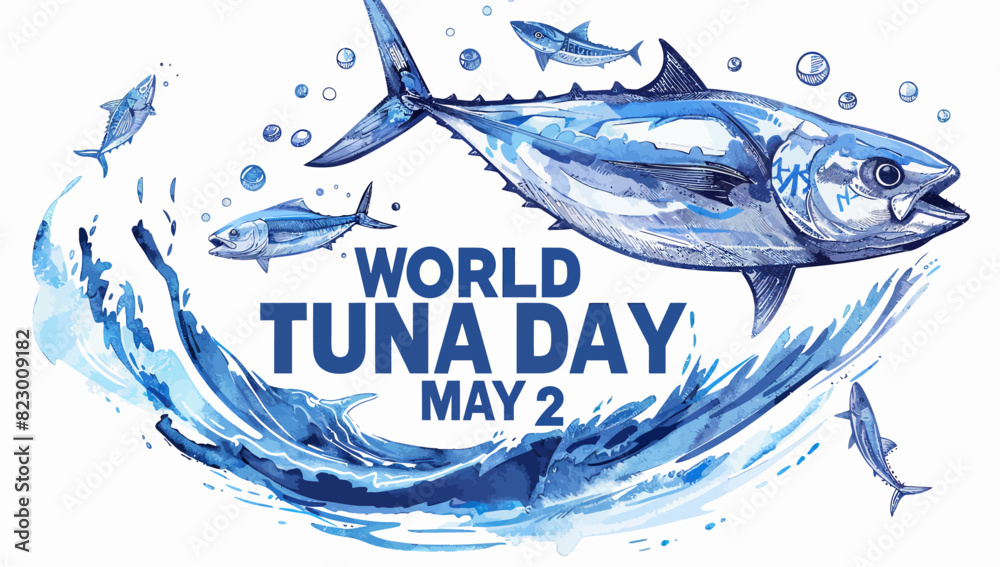 a picture of a tuna on a white background with words world tuna day may ...