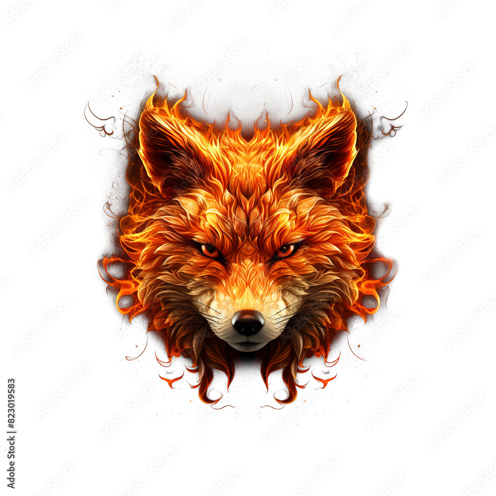 Flame fox head designs on clean background. Mammals. Wildlife Animals ...