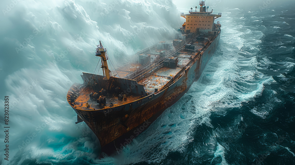 container ship in the ocean accident with a ship with containers ...