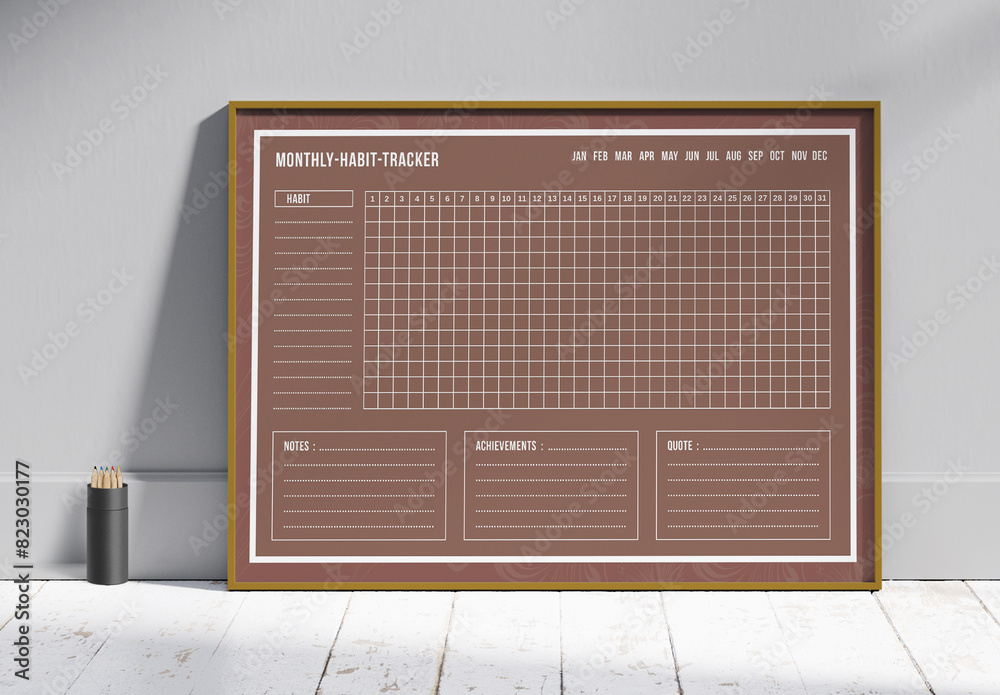 Editable Monthly Habit Tracker Stock Template | Adobe Stock