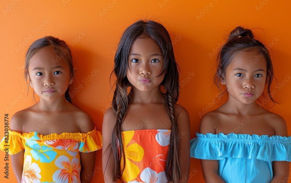 Three young girls, including a genderfluid child of Polynesian descent ...