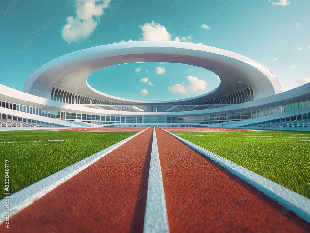 Modern sports stadiums with circular roofs and playgrounds Stock Photo ...