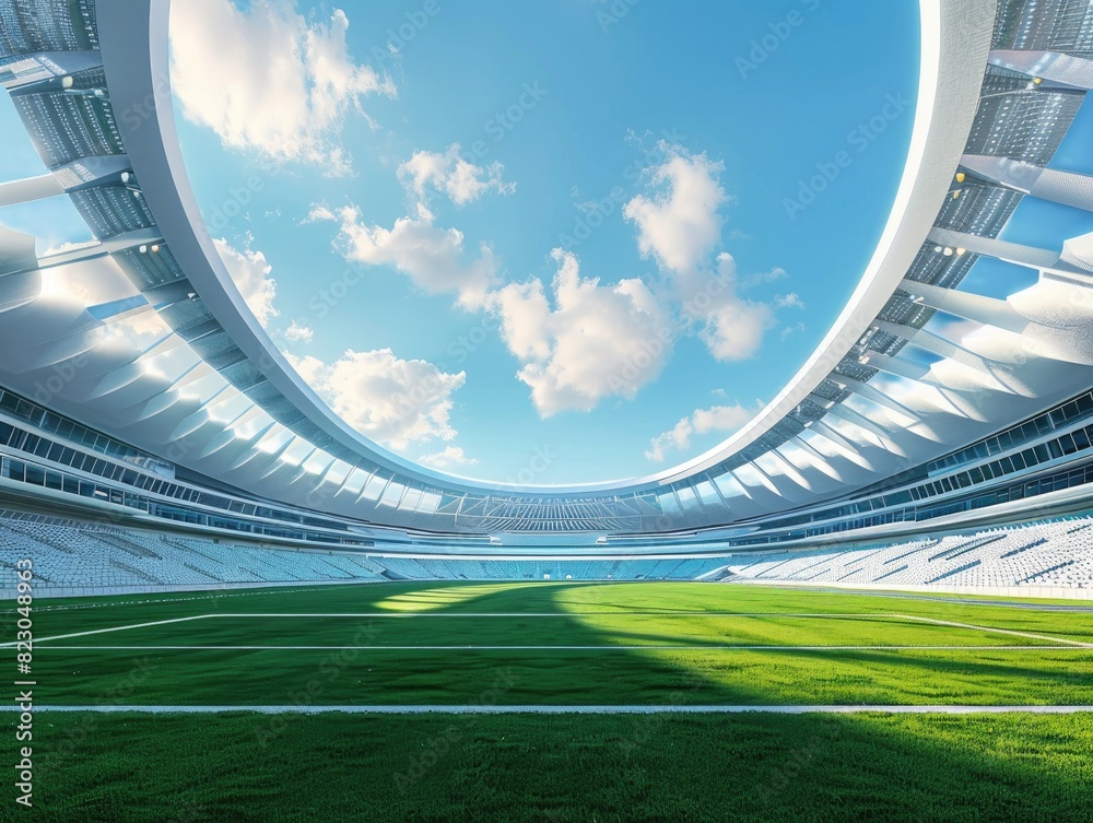 Modern sports stadiums with circular roofs and playgrounds Stock Photo ...