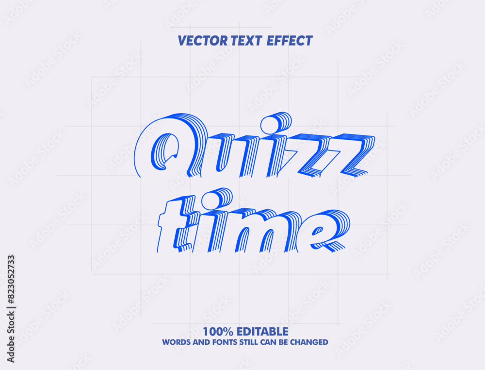 Editable text effect quiz time and quiz tips 3d cartoon template style ...