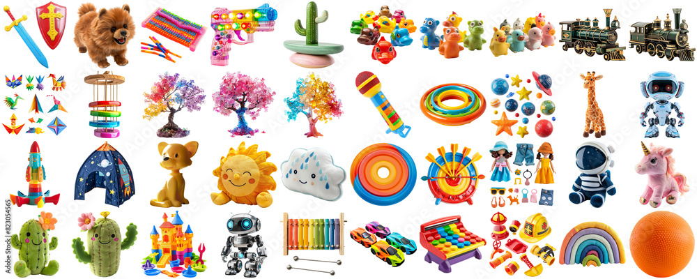 big collection of different toys for children kid, school playroom ...