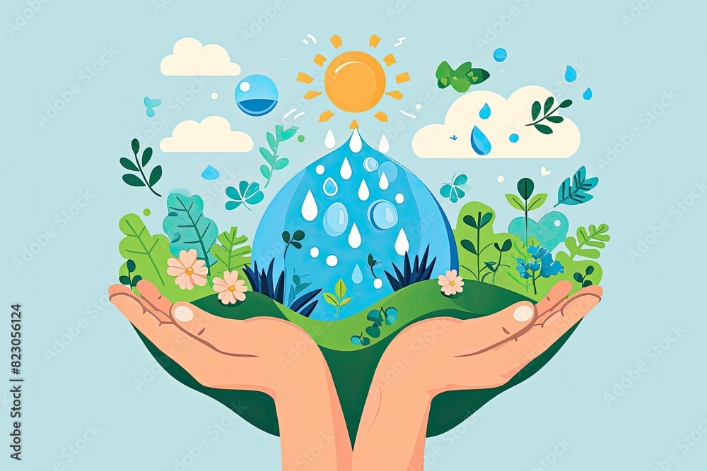 Water conservation awareness, Design vectors that promote the ...