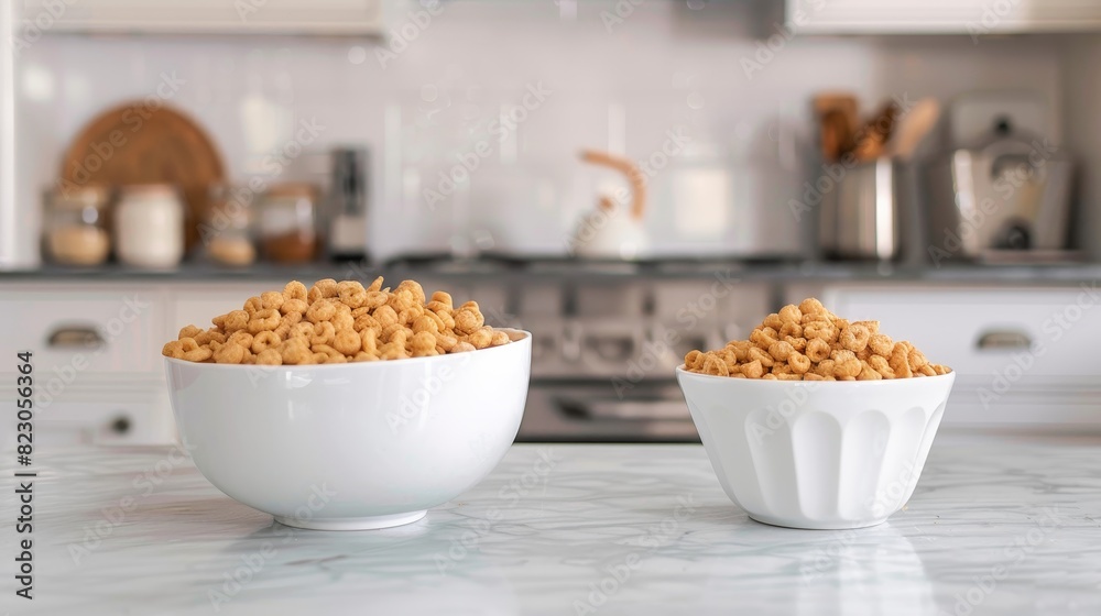 Contrasting Portion Sizes of Breakfast Cereal - Large vs. Correctly ...