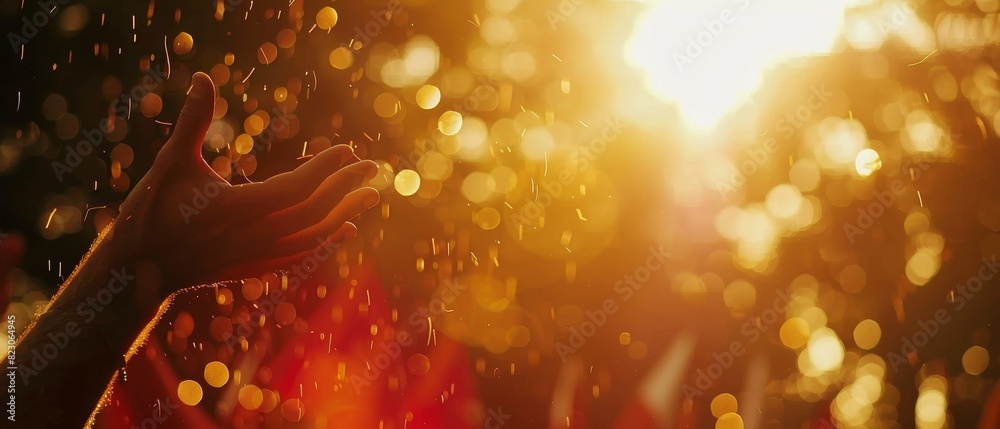 Closeup of a leaders hands in motion while giving an Independence Day ...