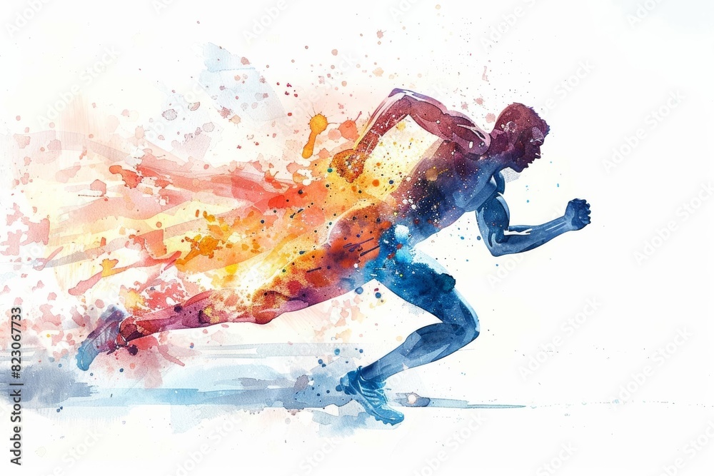 Athletics theme with a focused image of a running man, captured in ...