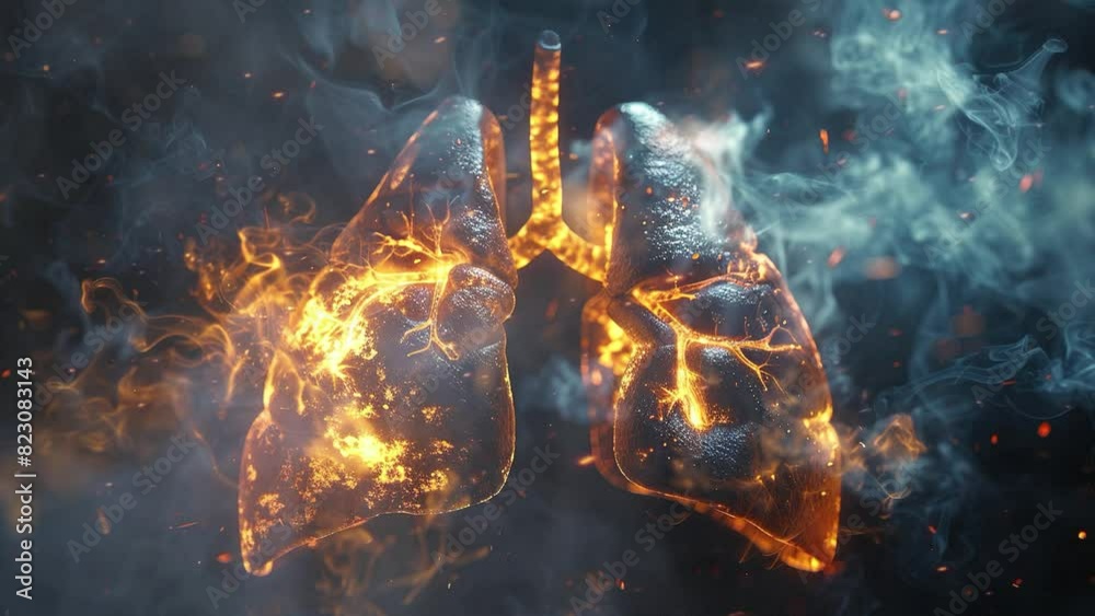 Human lungs. Smokers lungs with smoke. World No Tobacco Day. No smoking ...